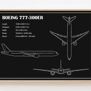 Boeing 777-300ER Poster, Boeing 777-300ER Print Custom Airplane ...