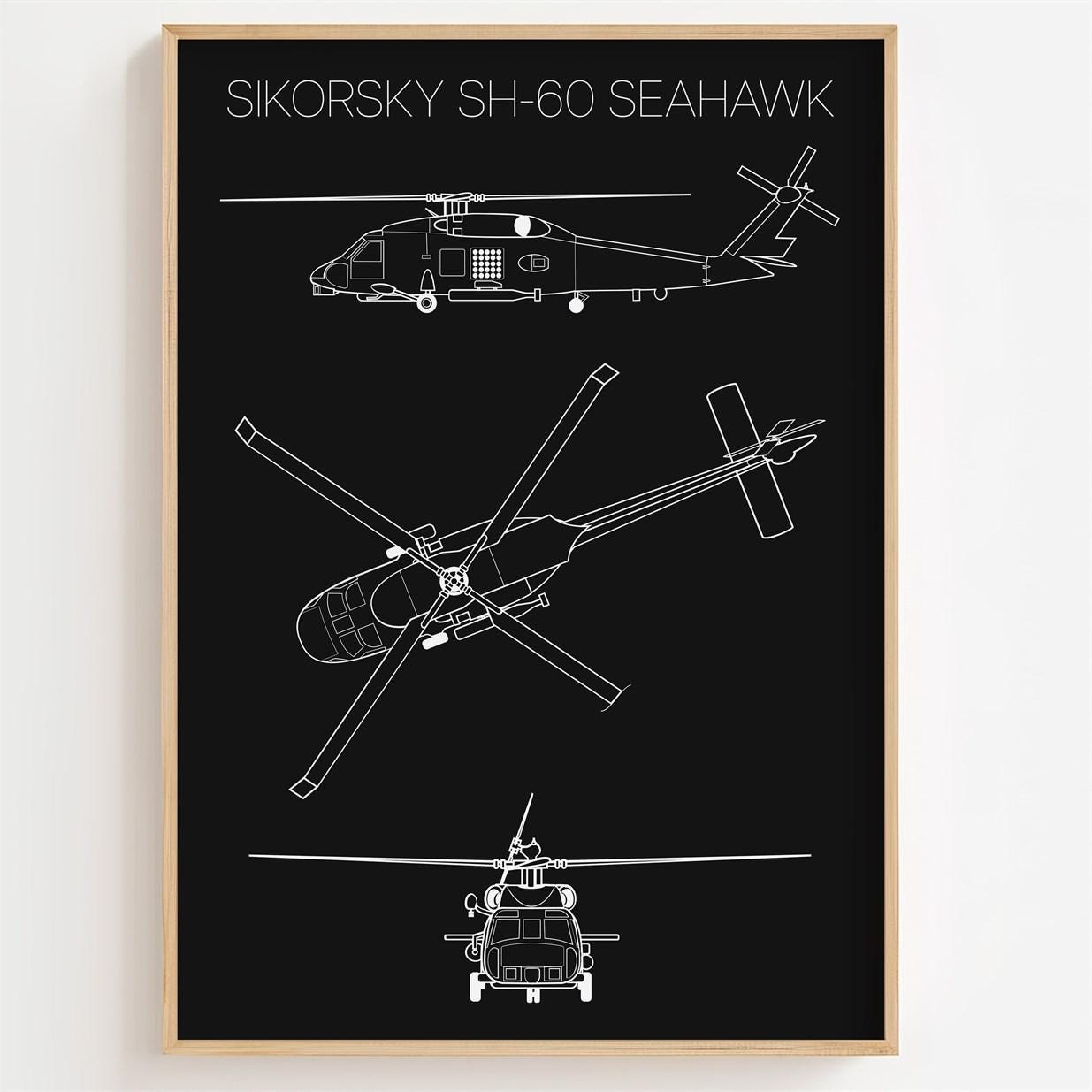 Sikorsky SH-60 Seahawk Blueprint Poster, Sikorsky SH-60 Seahawk Patent ...