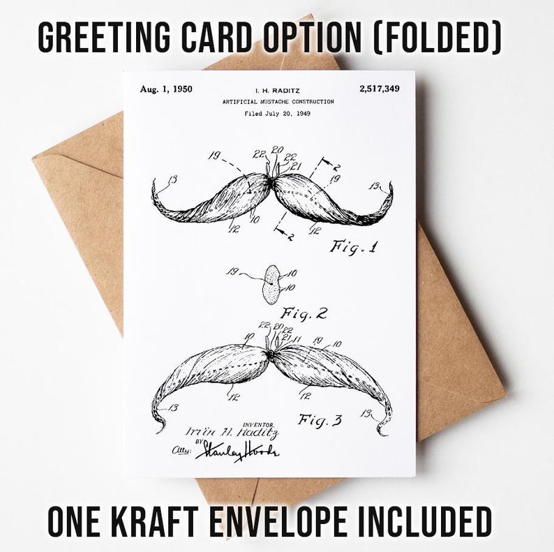Artificial Mustache Blueprint Poster, Artificial Mustache Patent Wall ...