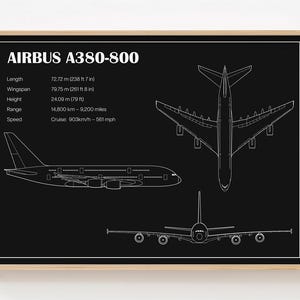 Airbus A380-800 Poster, Airbus A380-800 Print Custom Airplane [UNFRAMED ...