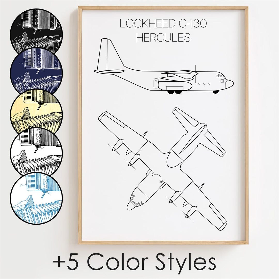 Lockheed C-130 Hercules Blueprint Poster, Lockheed C-130 Hercules Patent Wall Art Minimalistic ...