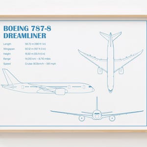 Boeing 787-8 Poster, Boeing 787-8 Print Custom Airplane [UNFRAMED] - Etsy