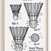Badminton Shuttle Blueprint Poster, Badminton Shuttle Patent Wall Art ...