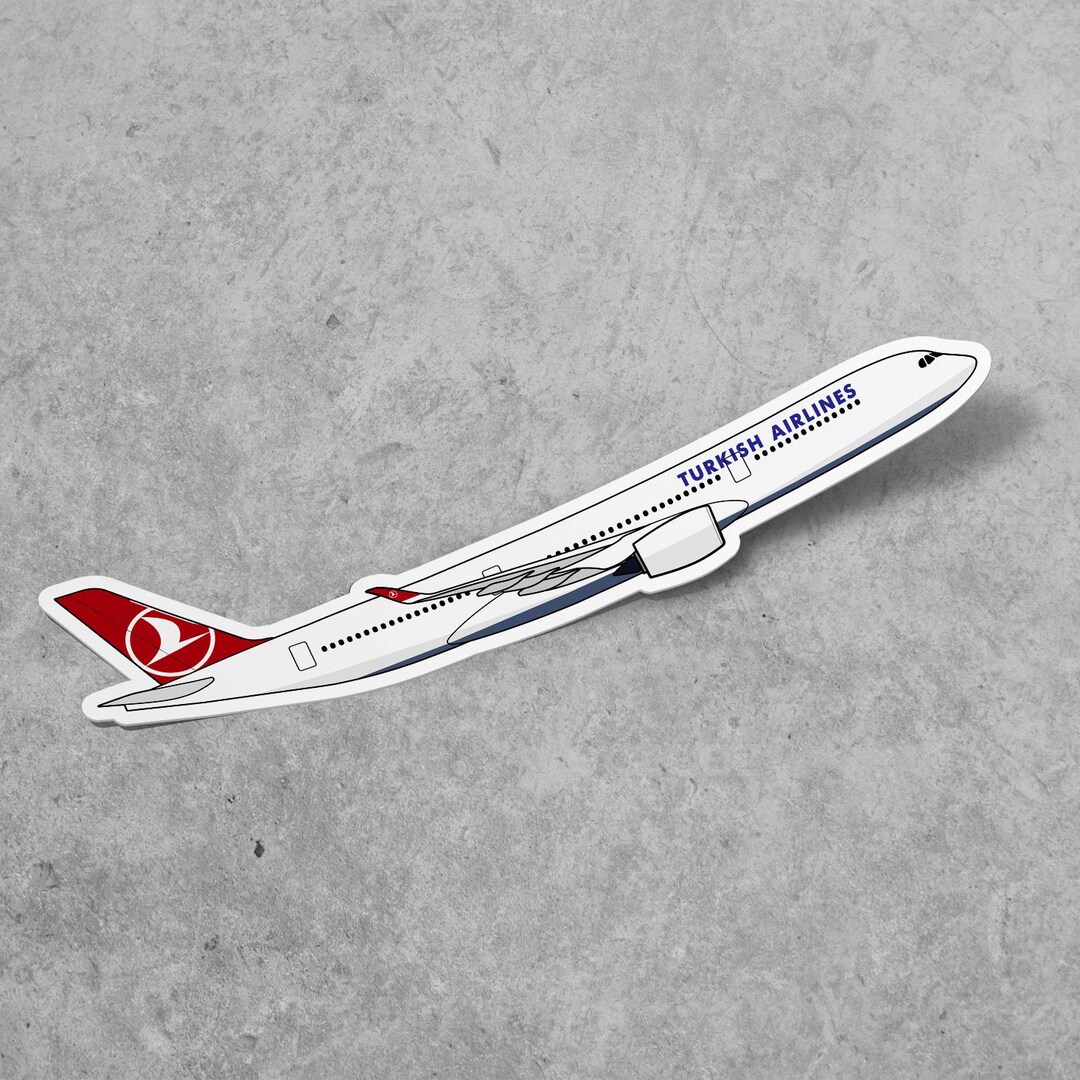 Airbus A350 Sticker, Turkish Airlines Sticker, Plane Decal Minimalistic ...