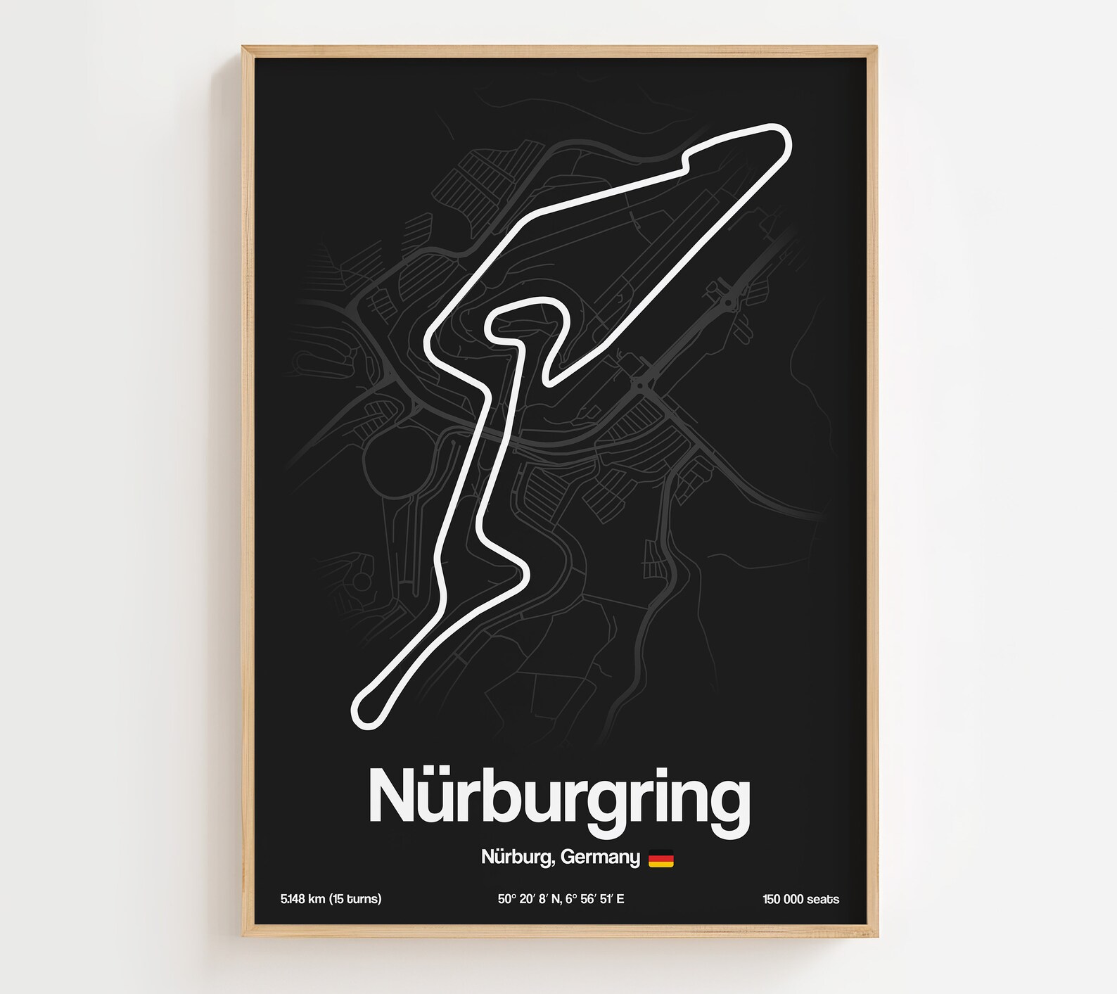 Nürburgring Circuit Poster, Nürburg Germany Racing Circuit Print ...