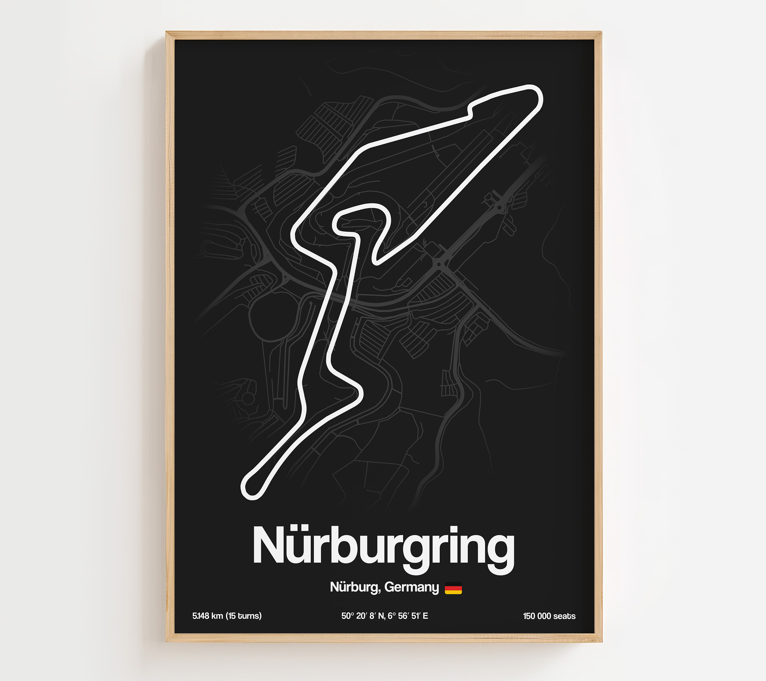 Nürburgring Circuit Poster, Nürburg Germany Racing Circuit Print ...