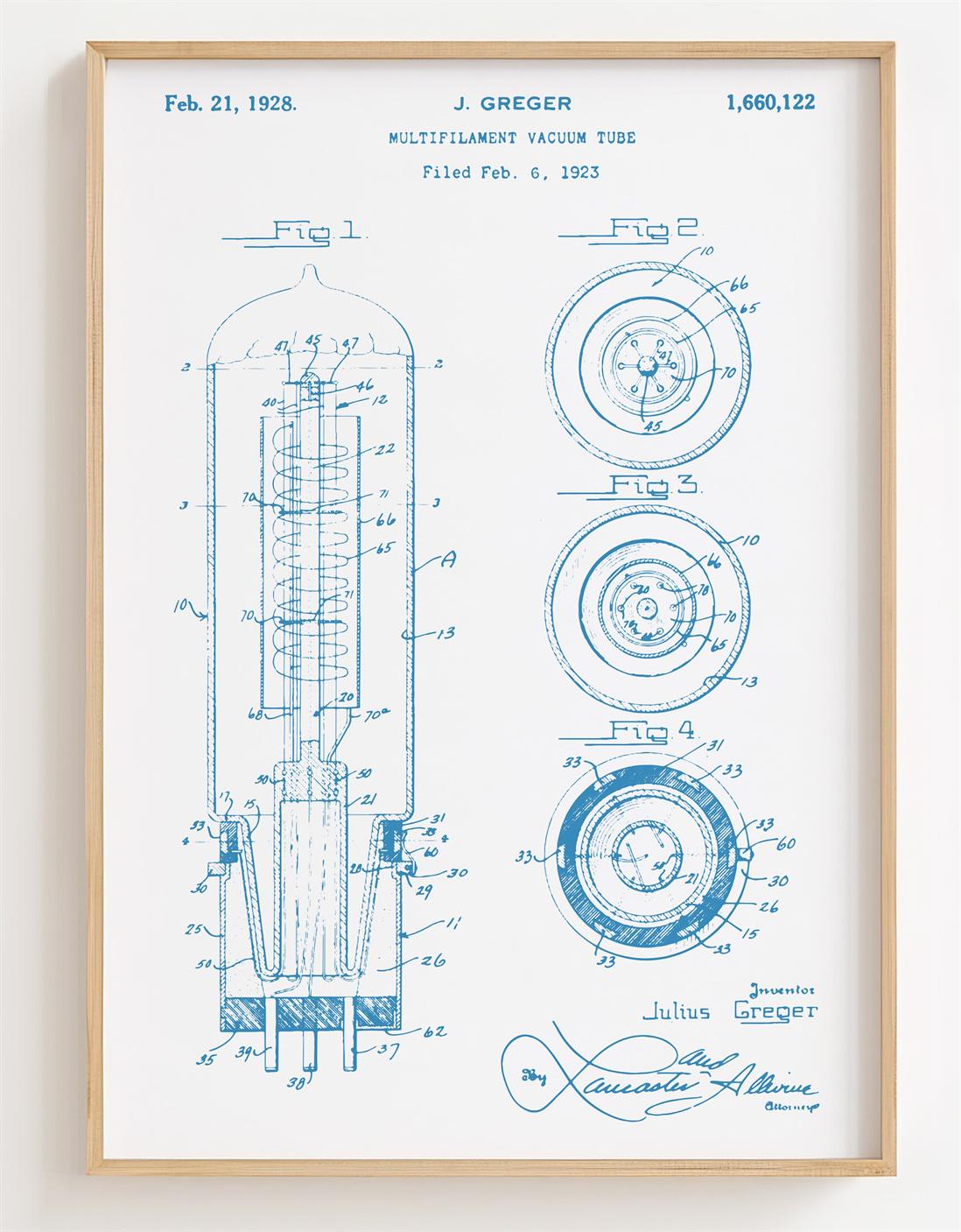 Multifilament Vacuum Tube Blueprint Poster, Multifilament Vacuum Tube ...