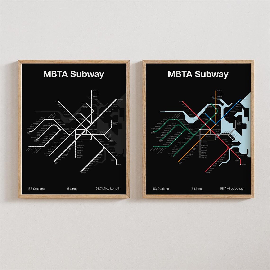 MBTA Subway Poster, Boston Subway Print Minimalistic, Wall Art Gift ...