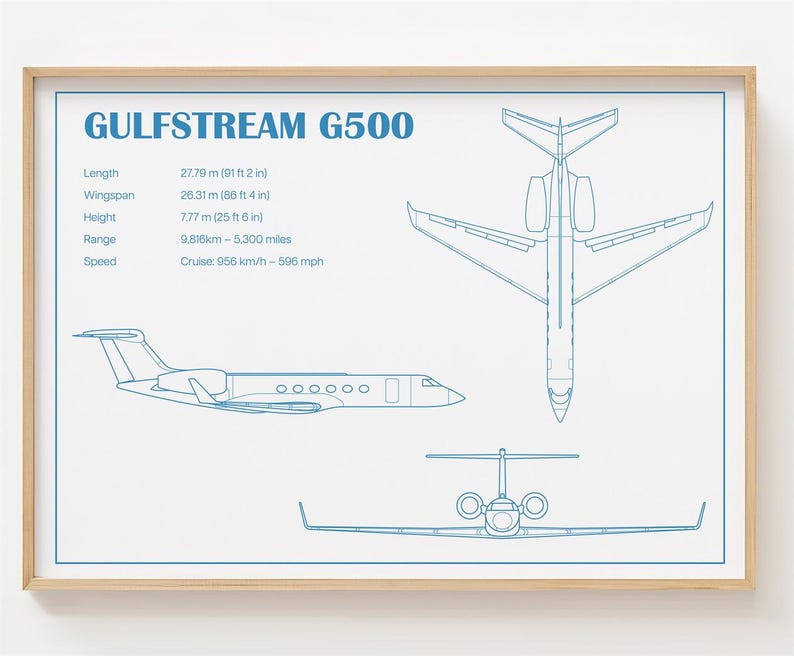 Gulfstream G500 Poster, Gulfstream G500 Print Custom Airplane [UNFRAMED ...