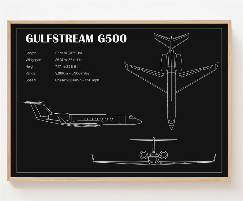 Gulfstream G500 Poster, Gulfstream G500 Print Custom Airplane [UNFRAMED ...