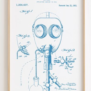 Gas Mask Blueprint Poster, Gas Mask Patent Wall Art Minimalistic, Gift ...