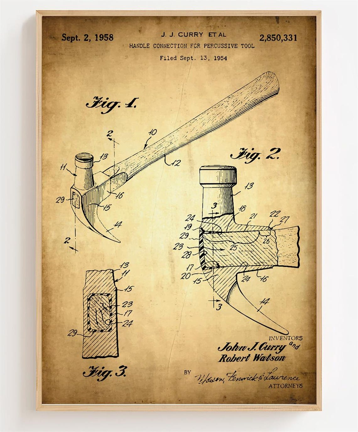 Hammer Blueprint Poster, Hammer Patent Wall Art Minimalistic, Gift ...