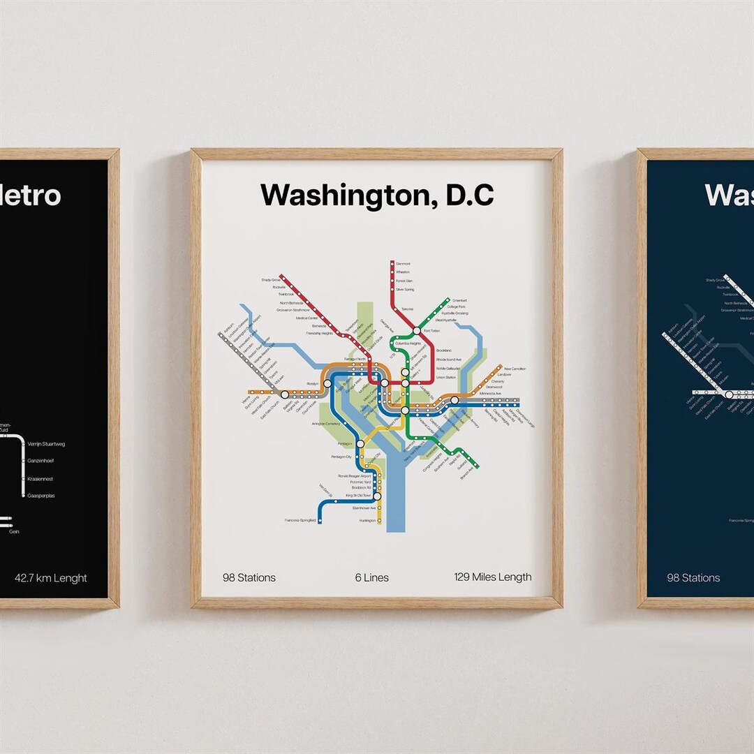 Washington DC Metro Poster, USA Subway Print Minimalistic, Wall Art ...