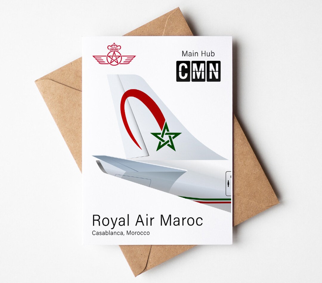 Royal Air Maroc Greeting Card, Royal Air Maroc Postcard Minimalistic ...