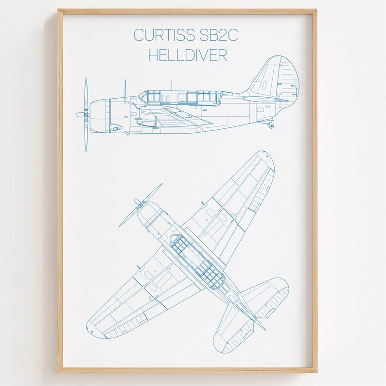 Curtiss SB2C Helldiver Blueprint Poster, Curtiss SB2C Helldiver Patent ...