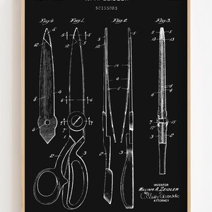 Scissors Blueprint Poster, Scissors Patent Wall Art Minimalistic, Gift ...
