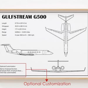 Gulfstream G500 Poster, Gulfstream G500 Print Custom Airplane [UNFRAMED ...