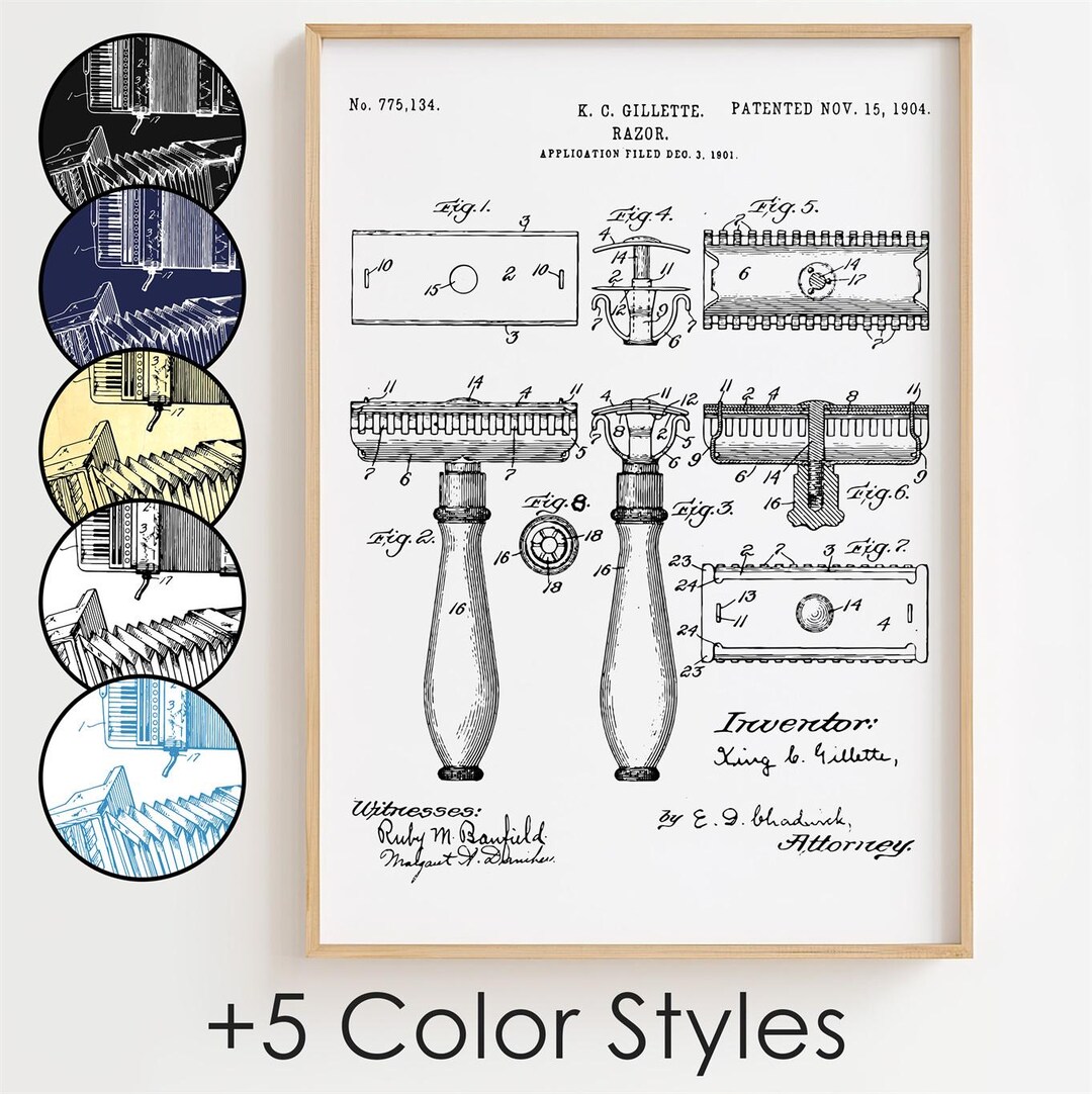 Razor Blueprint Poster, Razor Patent Wall Art Minimalistic, Gift Decor ...