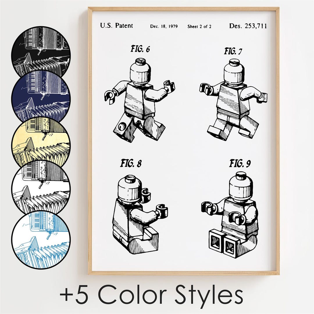 Building Blocks Man Blueprint Poster, Building Blocks Man Patent Wall ...