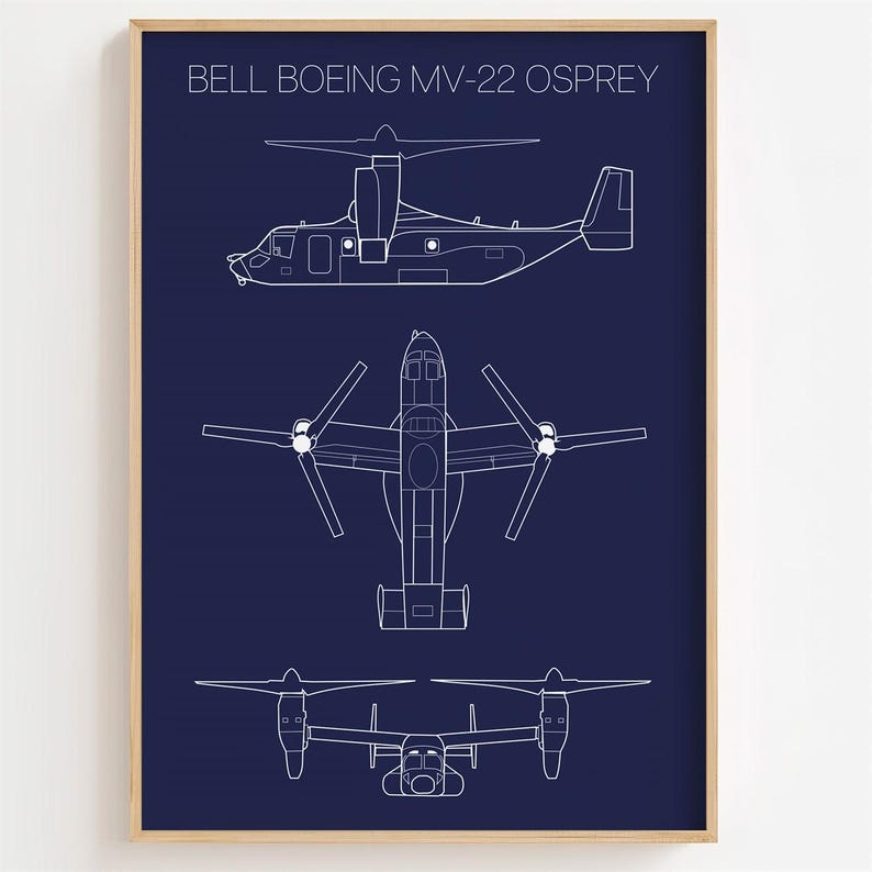 Bell Boeing V-22 Osprey Blueprint Poster, Bell Boeing V-22 Osprey ...
