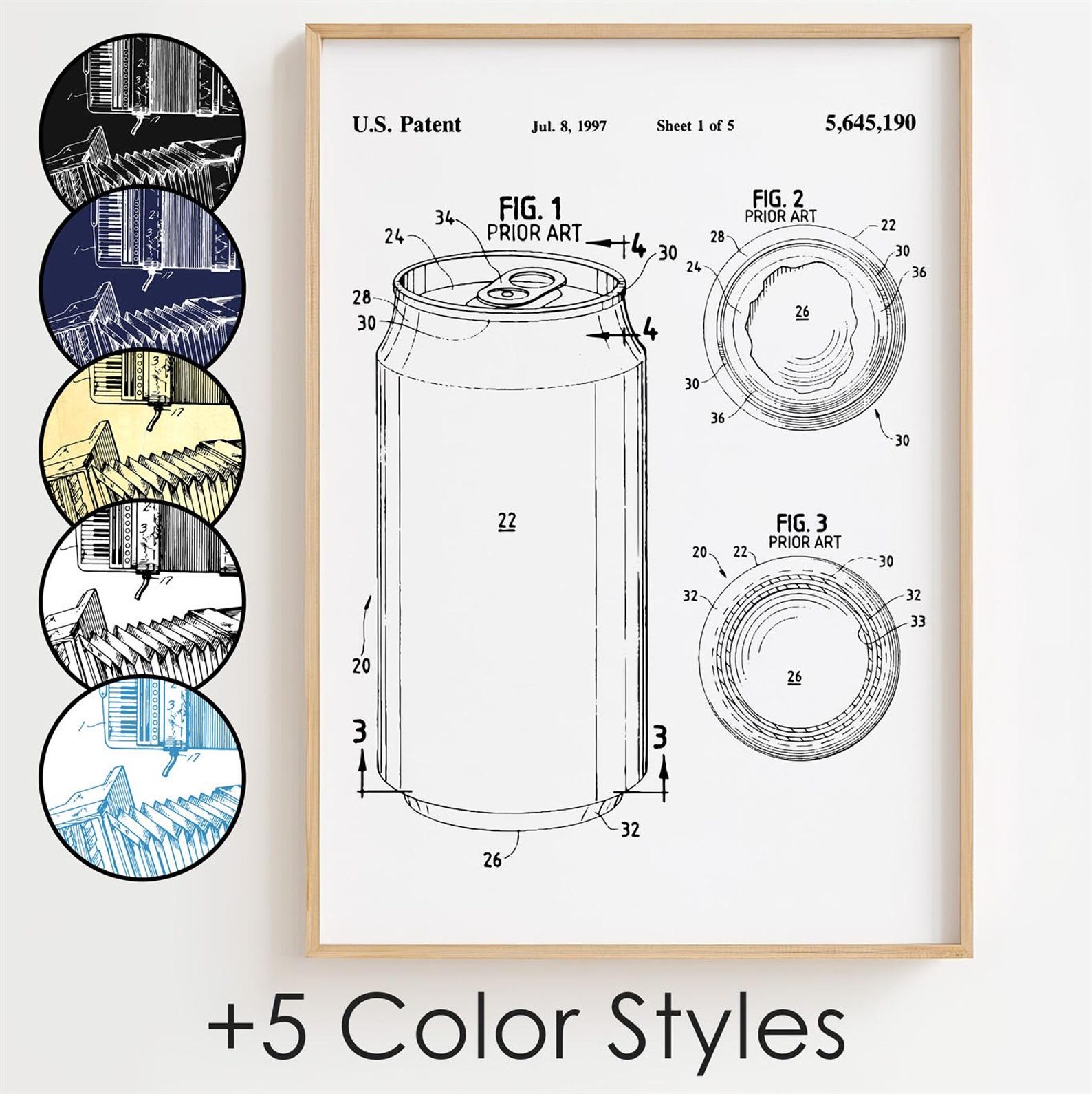 Soda Can Blueprint Poster, Soda Can Patent Wall Art Minimalistic, Gift ...