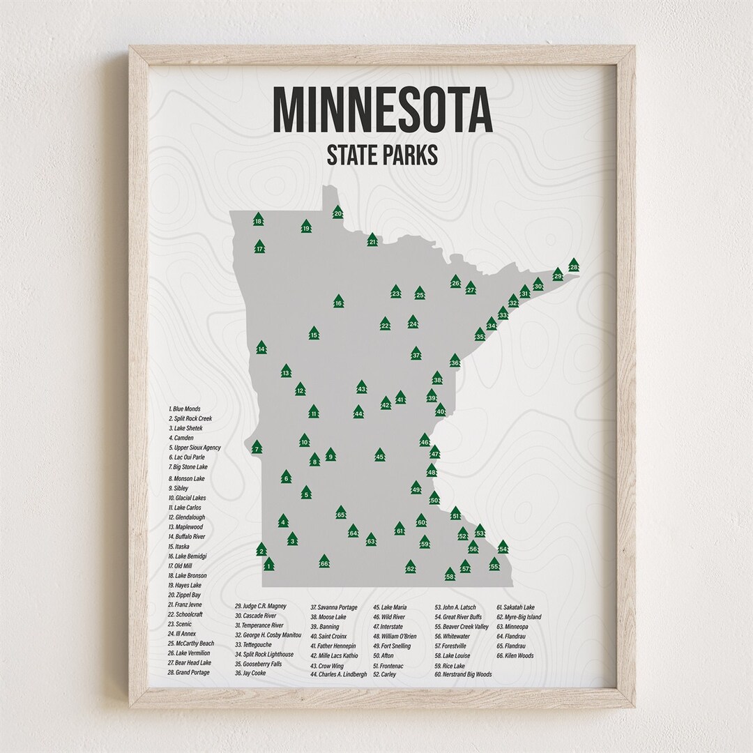 Minnesota State Parks Print, Minnesota Art Minimalistic, Gift Decor ...