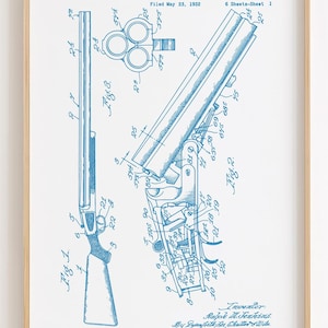 Shotgun Blueprint Poster, Shotgun Patent Wall Art Minimalistic, Gift ...