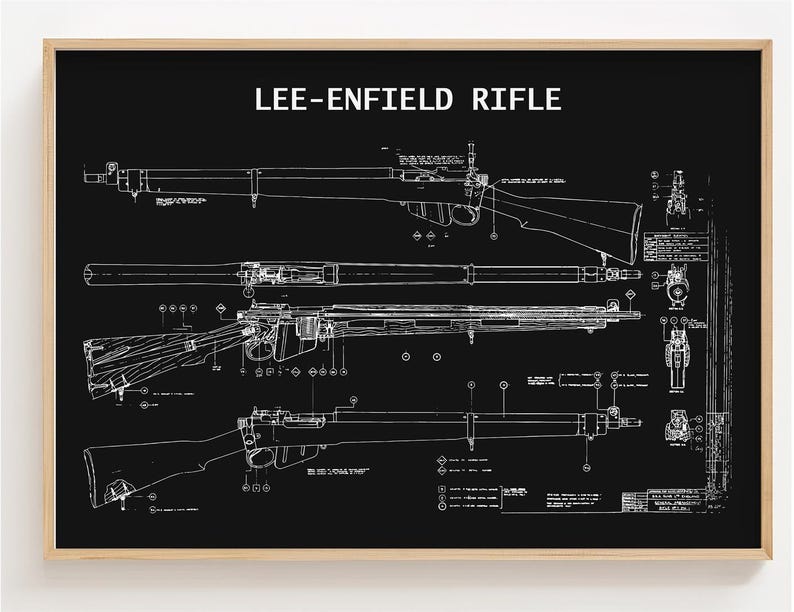 Lee-enfield Rifle Blueprint Poster, Lee-enfield Rifle Patent Wall Art ...