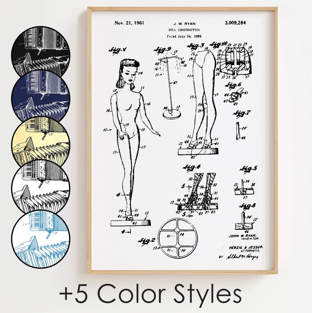 Doll Blueprint Poster, Doll Patent Wall Art Minimalistic, Gift Decor ...