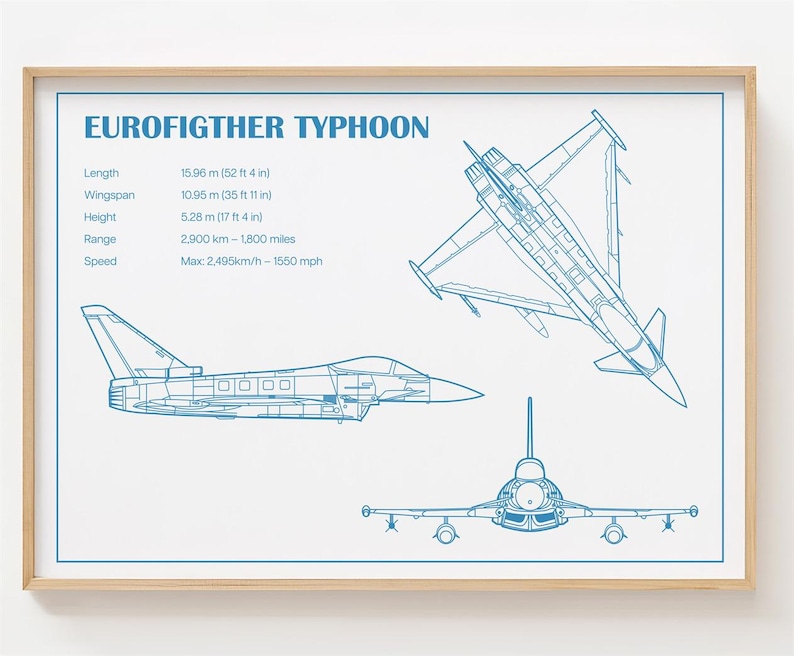 Eurofighter Typhoon Poster, Eurofighter Typhoon Print Custom Airplane ...