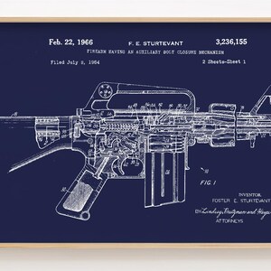 M16 Blueprint Poster, M16 Patent Wall Art Minimalistic, Gift Decor ...