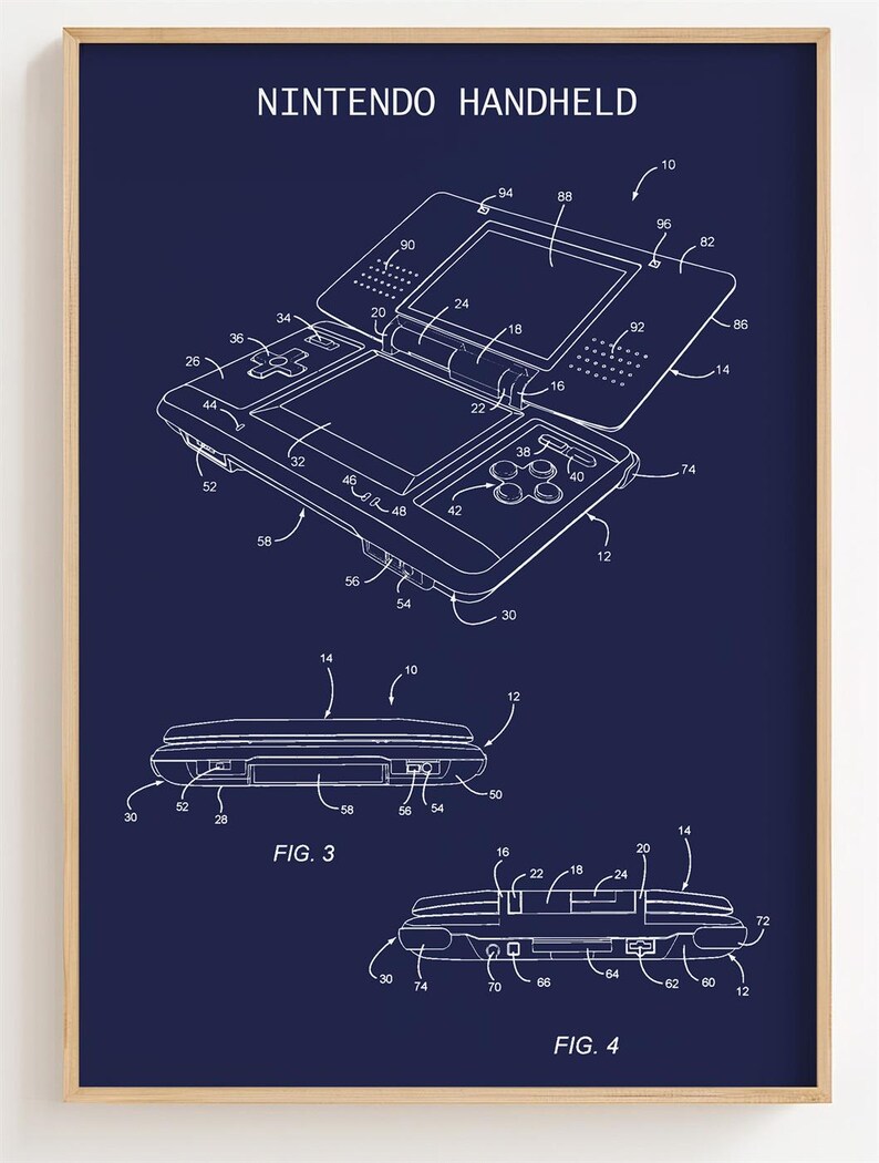 Console Handheld Blueprint Poster, Console Handheld Patent Wall Art ...