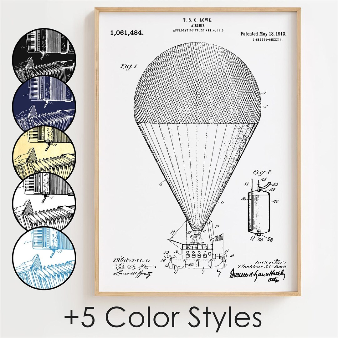 Airship Blueprint Poster, Airship Patent Wall Art Minimalistic, Gift ...