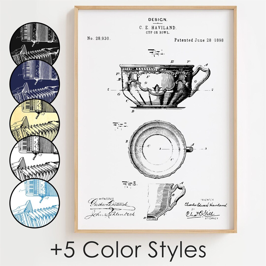 Cup Blueprint Poster, Cup Patent Wall Art Minimalistic, Gift Decor ...