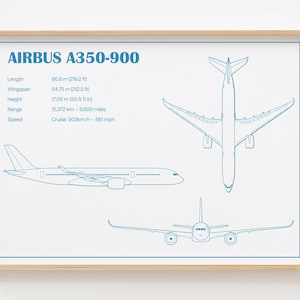 Airbus A350-900 Poster, Airbus A350-900 Print Custom Airplane [UNFRAMED ...