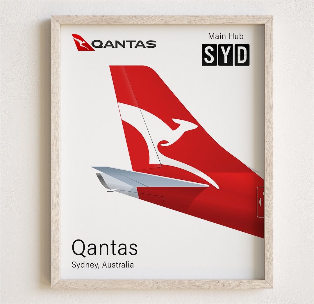 Qantas Poster, Qantas Print Tailplane Minimalistic [UNFRAMED] - Etsy