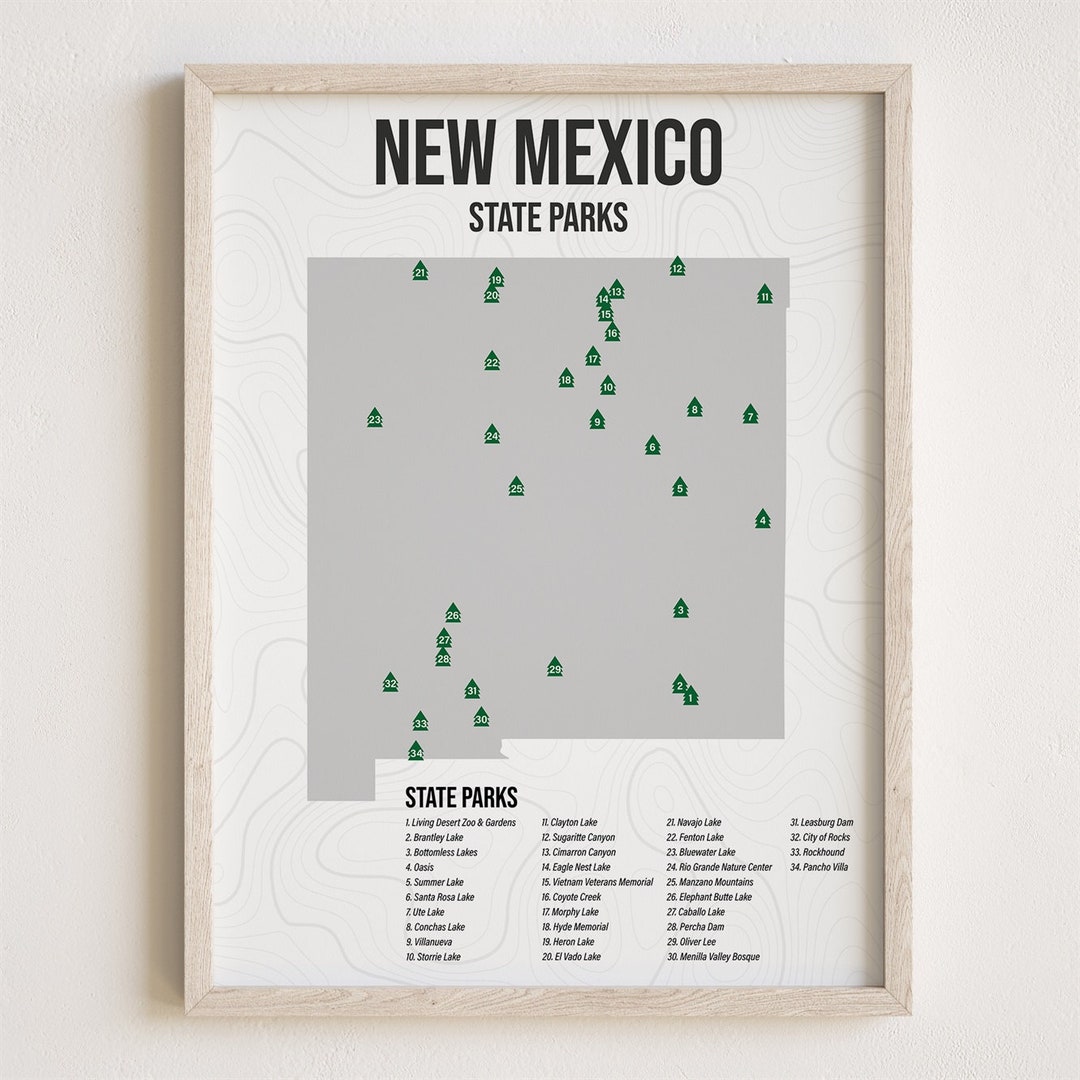 New Mexico State Parks Print, New Mexico Art Minimalistic, Gift Decor ...
