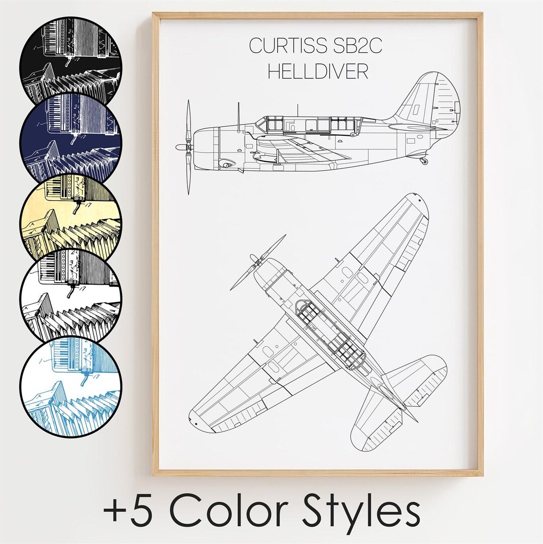 Curtiss SB2C Helldiver Blueprint Poster, Curtiss SB2C Helldiver Patent ...
