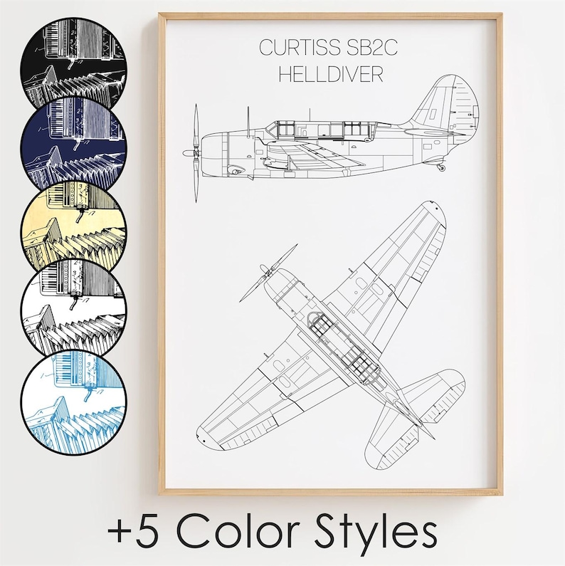Curtiss SB2C Helldiver Blueprint Poster, Curtiss SB2C Helldiver Patent ...