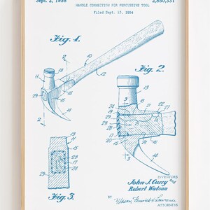 Hammer Blueprint Poster, Hammer Patent Wall Art Minimalistic, Gift ...