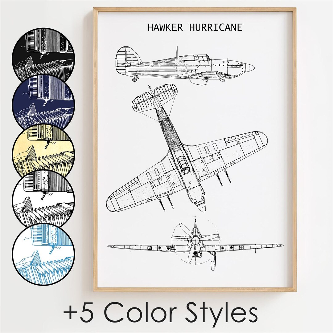 Hawker Hurricane Blueprint Poster, Hawker Hurricane Patent Wall Art ...