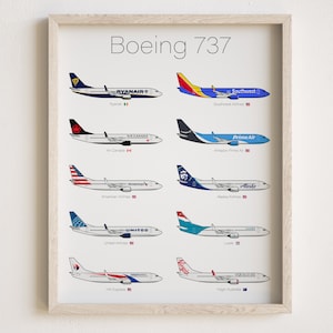 Boeing 737 Poster, Boeing 737 Print Airplanes Lineup [UNFRAMED] - Etsy