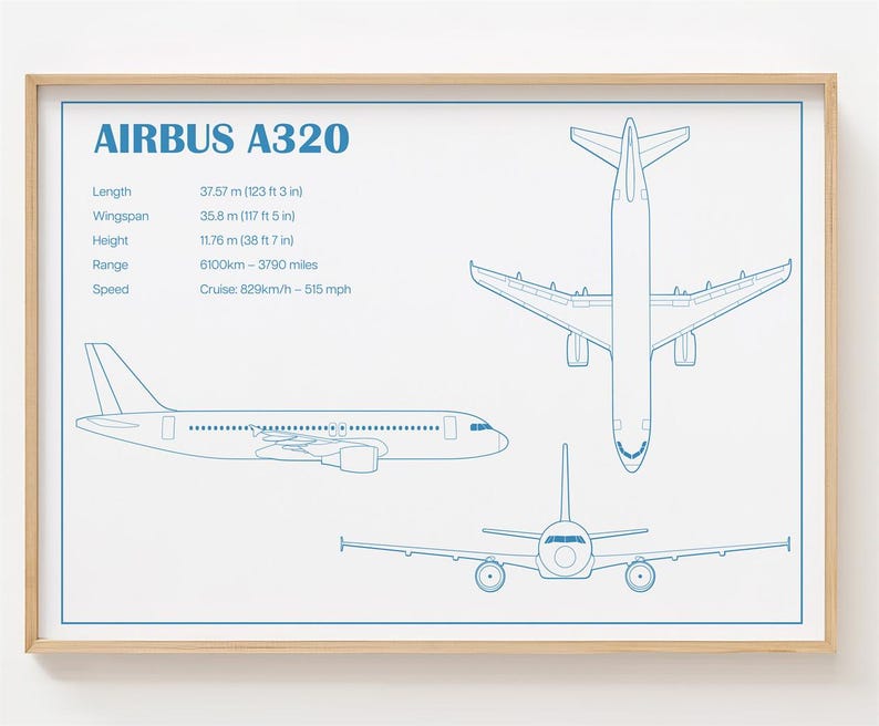Airbus A320 Poster, Airbus A320 Print Custom Airplane UNFRAMED - Etsy