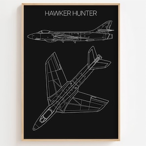 Hawker Hunter Blueprint Poster, Hawker Hunter Patent Wall Art ...