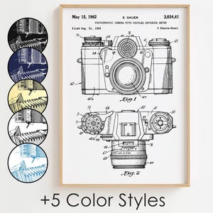 Photographic Camera Blueprint Poster, Photographic Camera Patent Wall ...