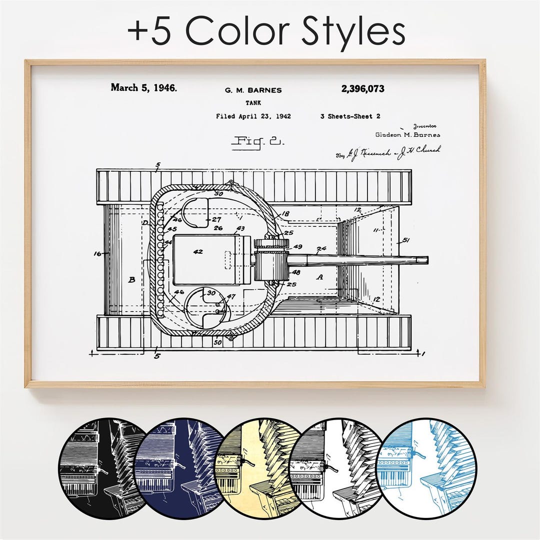 Tank Blueprint Poster, Tank Patent Wall Art Minimalistic, Gift Decor ...