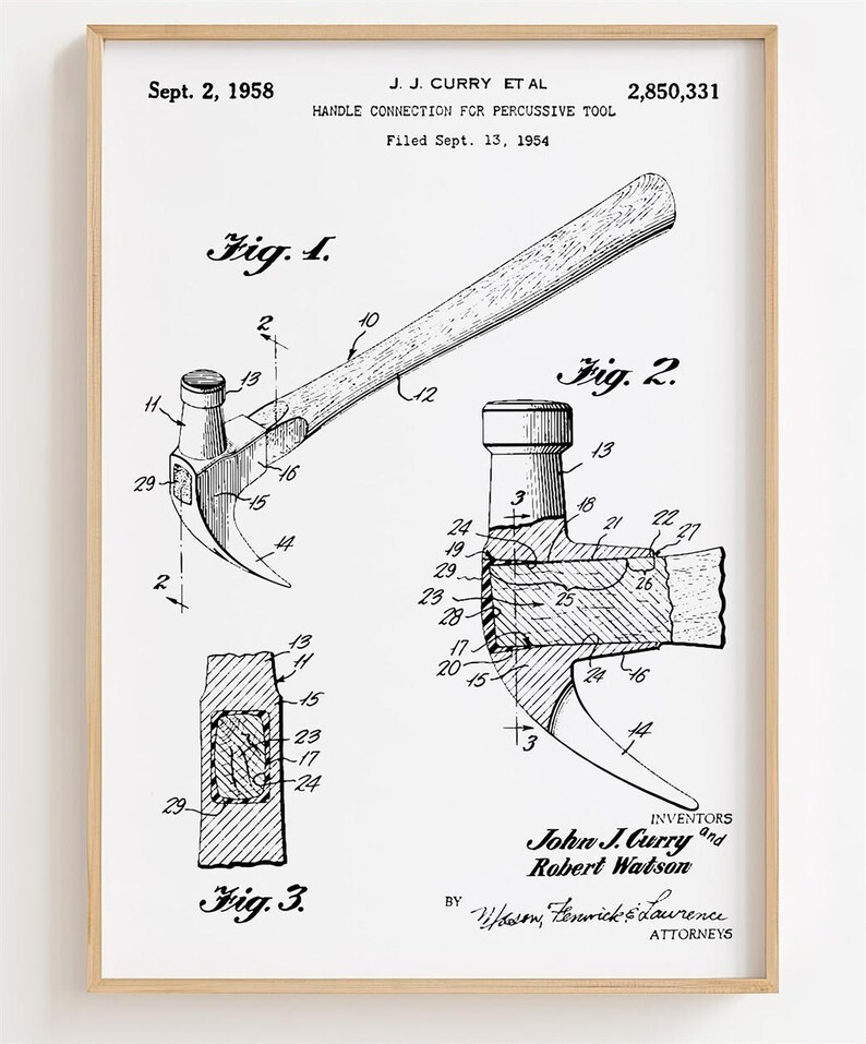 Hammer Blueprint Poster, Hammer Patent Wall Art Minimalistic, Gift ...