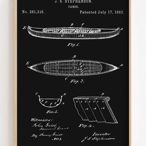 Canoe Blueprint Poster, Canoe Patent Wall Art Minimalistic, Gift Decor ...