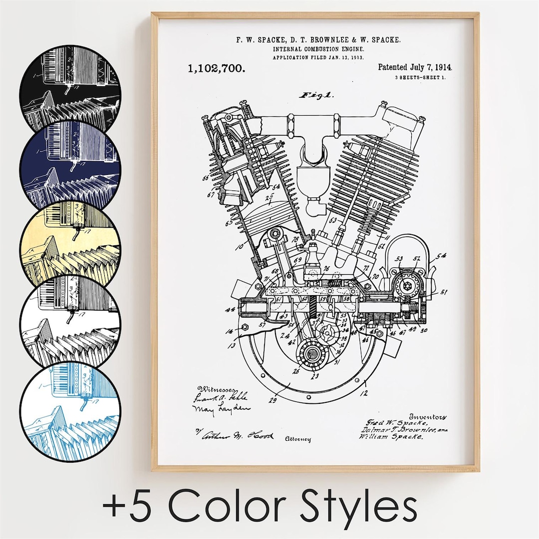 Combustion Engine Blueprint Poster, Combustion Engine Patent Wall Art ...