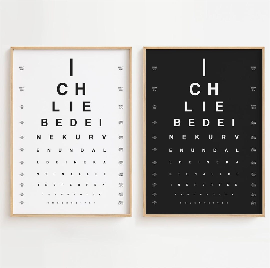 Snellen Eye Chart Poster, Snellen Eye Chart Print Minimalistic, Wall ...